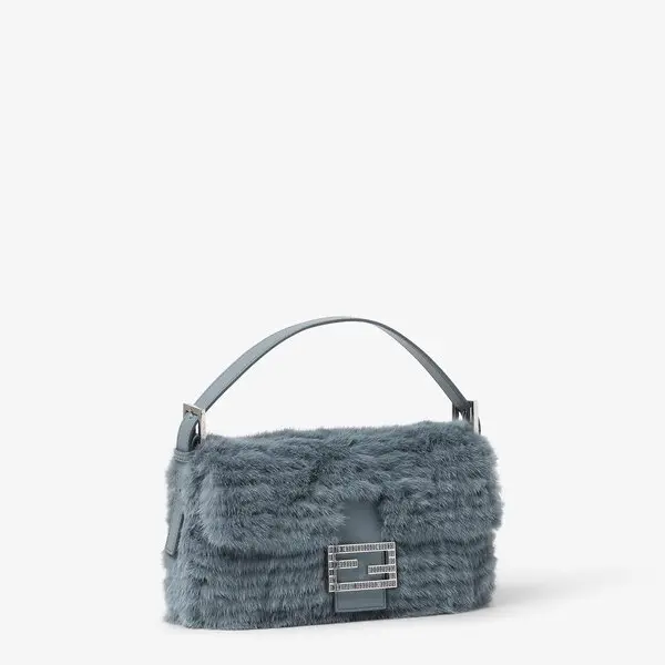 Fendi Baguette® 26424 Airforce Blue Featherlike Mink Bag